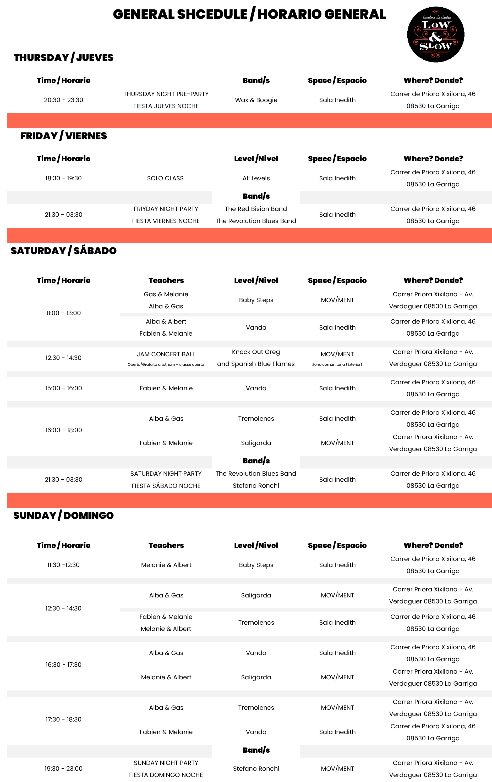 Schedule - Low & Slow